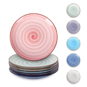 selamica ceramic dessert plates set of 6, small salad plates 6 inch appetizer plates for kitchen, small dinner plates/dishes for cake snacks side dish, microwave dishwasher safe, gradient color