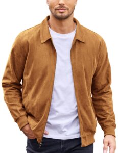 coofandy men's faux suede jacket lightweight softshell flight bomber jacket