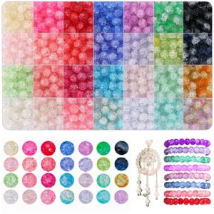 700pcs crack glass beads for jewelry making -aixprobead 8mm beads bracelet making kit with crystals, charms, and friendship bracelet beads - jewelry making supplies for adults and girls