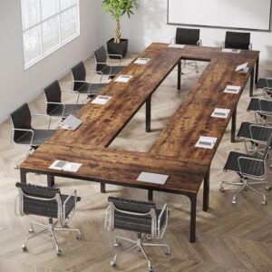 tribesigns 78.74-inch conference table set of 4, 13ft conference room table, large rectangle meeting seminar table set for 12-16 person, long business tables (only table)