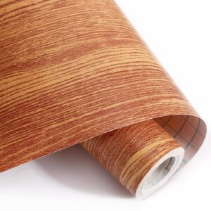 hatoku 17.7" x 196" brown wood peel and stick wallpaper, contact paper for cabinets pvc self adhesive wallpaper for desk drawer shelf liner