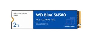 western digital 2tb wd blue sn580 nvme internal solid state drive ssd - gen4 x4 pcie 16gb/s, m.2 2280, up to 4,150 mb/s - wds200t3b0e