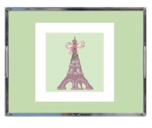 acrylic serving tray ; green eiffel tower acrylic serving tray ; paris acrylic vanity tray ; decorative trays for the kithen and bathroom