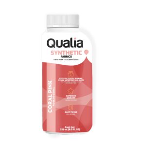 qualia synthetic fabric dye, easy to use, perfect for synthetic fabrics: polyester, spandex, nylon, and more, ultra-concentrated colors for vibrant results, coral pink, 1 pack