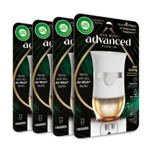 air wick advanced plug in scented oil warmer, advanced gadget, home air freshener, white (pack of 4, gadget only, refills sold separately)