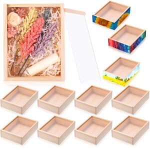 thyle 12 pcs unfinished wood boxes, 6.3 x 4.9 x 1.8 inch small rectangle crates wooden box with lid for diy birthday party favor gift supplies