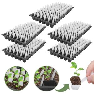 dualcrown-5 pack plant seedling trays kit,1020 plant germination trays with 360pcs seedling puller reusable. gardening seed germination+seed starter planting for indoor plant germination.