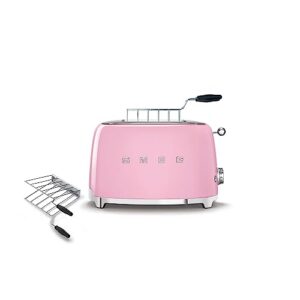 smeg 2 slice toaster with sandwich rack combo, pink