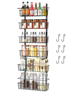 cibert 6-tier wall mount spice rack organizer, metal pantry organization and storage, hanging/wall mount basket spice rack shelves door, home kitchen bathroom laundry room essentials accessories