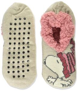 peanuts women's teddy fur slipper socks