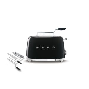 smeg 2 slice toaster with sandwich racks, black