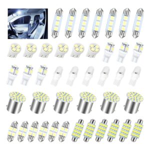 hipopy 42 pcs car led lights kit, auto interior bulbs set, 6000k 12v t10 for accessory, brake, license plate, map, parking lights