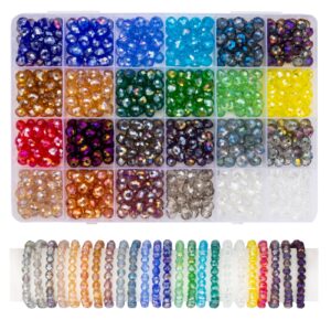 jadvy 8 mm crystal glass beads for jewelry & bracelets making - 720 pcs, 24 colors | crystal beads & bead assortments beads for crafts, jewelry making kit, bracelet making kit for adults and beginners