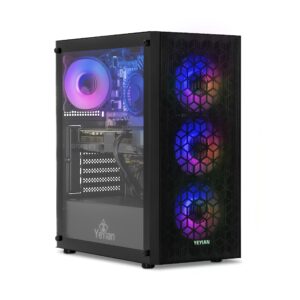 yeyian yumi gaming pc desktop, amd ryzen 5 5600x 4.6 ghz, nvidia rtx 4060 8gb, 1tb nvme ssd, 16gb ddr4 3200mhz, 650w gold psu, argb fans, ac wifi & win 11 home