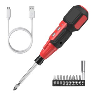 oria electric screwdriver set, rechargeable cordless screwdriver, power screwdriver, small repair tool kit with led light, 1/4'' bit holder, for phones, glasses, camera, laptop