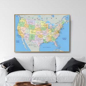 united states unveiled: detailed canvas map art - detailed world wall map