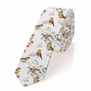 yakuna beautiful bird mens tie vintage watercolor birds painting branch trunk blossom men's necktie for formal business wedding