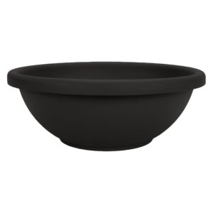 the hc companies shallow planter with drainage - contemporary garden bowl planter for flowers, herbs & more - round succulent planter pot for indoors and outdoors (20" black, pack of 1)