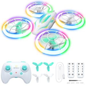 heygelo mini drones for kids, led rc drone flying toys with colorful lights, s60 small quadcopter helicopter with 2 batteries, propeller full protect, throw to go, easy to fly gifts for boys girls