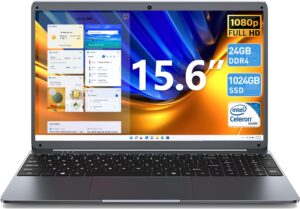 sgin laptop, 15.6 inch windows 11 laptops with 24gb ddr4 1024gb ssd laptops computer, celeron n5095 processor(up to 2.9ghz), fhd 1920x1080, mini hdmi, webcam, usb 3.0, 2.4/5.0g wifi, type-c