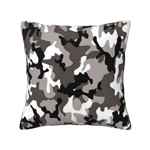 wurton black grey white camo print throw pillow covers, soft square cushion case,for sofa, couch,bed chair-18 x 18 inch