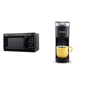 emerson 0.7 cu. ft. 700 watt, touch control, black microwave oven, mw7302b & keurig k-mini single serve coffee maker, black