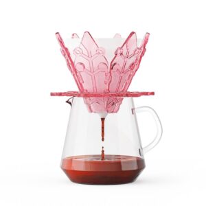 detachable cute snowflake style pour over coffee filter, foldable portable filtration for coffee,coffee dripper for home office travel (cute pink)