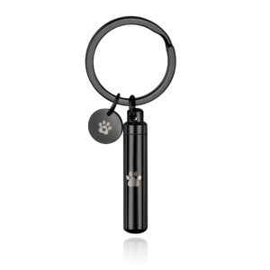 pesoenth cremation keychain dog urn ashes keepsake pet memorial gifts dog paw cylinder pendant hair locket keychain for car key women men dog lover gifts christmas birthday present