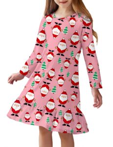 arshiner girls' sleepwear long sleeve cute nightgown nightie pajama dress pink christmas 9-10y