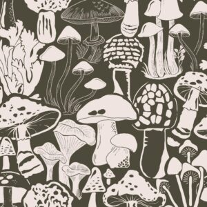 unigoos abstract mushroom peel and stick wallpaper cute pattern temporary wall paper roll modern self adhesive contact paper for cabinet kids room diy decor 17.7" x 118.1"