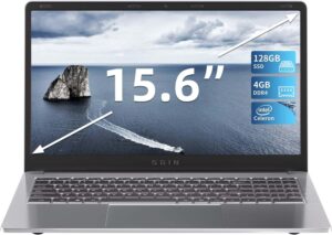 sgin 15.6 inch laptop, 4gb ddr4 ram 128gb ssd notebook, laptops with intel celeron quad core processor, intel uhd graphics 600, usb3.0, mini hdmi, wifi, bluetooth 4.2