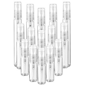 15 pack mini spray bottle, 3ml/5ml/10ml fine mist plastic spray bottles, refillable atomizer bottle for perfume small empty sample containers portable travel size bottle