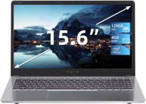 sgin laptop, 15.6 inch notebook, laptops with 4gb ddr4 ram 128gb ssd intel celeron quad core processor, intel uhd graphics 600, usb3.0, mini hdmi, wifi, bluetooth 4.2