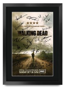 hwc trading the walking dead tv series poster the cast signed 16" x 12" framed gift printed autograph film print photo picture display - 16 x 12 inches framed