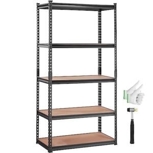 vevor storage shelving unit, 5-tier adjustable, 2000 lbs capacity, heavy duty garage shelves metal organizer utility rack, black, 36" l x 18" w x 72" h for kitchen pantry basement bathroom laundry