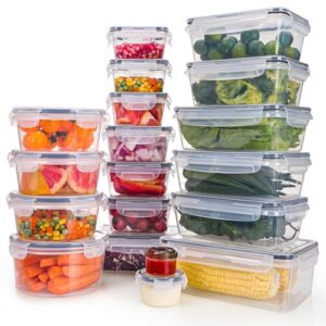 38pcs containers for food, 19 snap lids and 19 nesting containers plastic stackable containers for kitchen, refrigerator organization,diswasher safe microwave safe