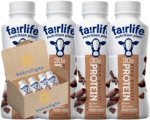 ready to drink fairlife protein shakes |nutrition plan protein shake | chocolate, vanilla, strawberry | core power elite |fair life protein shakes variety pack |11.5 fl oz pack of 4| every order is elegantly packaged in a signature betrulight branded box!