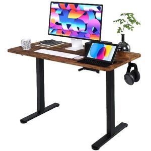 our modern space height adjustable 44 inches manual standing desk - ultra durable home office large rectangular computer or laptop sit stand workstation table - 44 x 24 inches - rustic