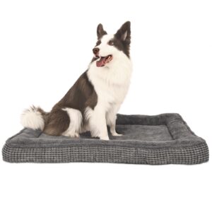 windracing dog crate bed for large, medium dog, washable dog bed for crate with bolster, pet crate beds for large sized dogs with removable cover and non skid bottom, 36 x 23, gray