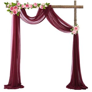 ymbtlo wedding arch draping fabric 2 panel 30’’× 20ft transparent wedding curtains arch drapes fabric for party ceremony arch stage ceremony backdrop decoration (burgundy)