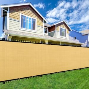 shade&beyond 4' x 25' privacy screen fence sand heavy duty 170 gsm sand fencing mesh shade net cover for wall garden yard backyard indoor outdoor home decoration fr04-f, sand