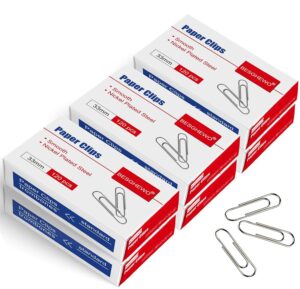 paper clips 720 pcs, paper clips medium size, paperclips office supplies, no.1 smooth paper clips standard size(6 boxes of 120 each)