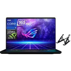 asus rog zephyrus m16 gaming laptop, 16" wqxga 165hz display, intel-core i9 12900h, rtx 3070 ti, 24gb ddr5 ram, 1tb ssd, wi-fi 6e, backlit keyboard, windows 11 home, with laptop stand