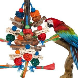 bird toys,parrot toys exciting chewing fun for parakeets,cockatiels,conures,lovebirds,african gray cockatoos amazon and other small medium-sized parrot natural corn cob sturdy nut (old bark)