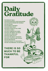 fmcmly daily gratitude inspirational metal tin sign green boho room aesthetic decoration home kitchen office bedroom cafes wall decor 8x12 inch