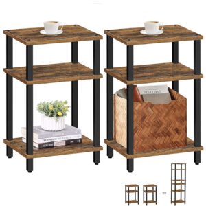 tutotak set of 2 end table, side table, nightstand, 3-tier storage shelf, couch table for small space tb01bb0492