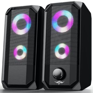 fishcovers computer speakers for desktop pc and laptop, monitor speakers with rgb lights,fc03 usb powered gaming speakers