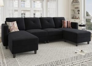 honbay reversible sectional couches for living room, sectional couch u shape, 4 seat sectional sofa with chaise, dark