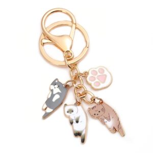 tenghong2021 corgi keychain dog zipper cute pendant clip on charm animal jewelry gift pet lover welsh keyring unisex (cat (style 01))