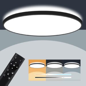 12 inch flush mount ceiling light with remote 28w 3000lm led ceiling light dimmable 3 color adjustable modern light fixture ceiling with backlight, night light and timer ultra-thin close to ceiling